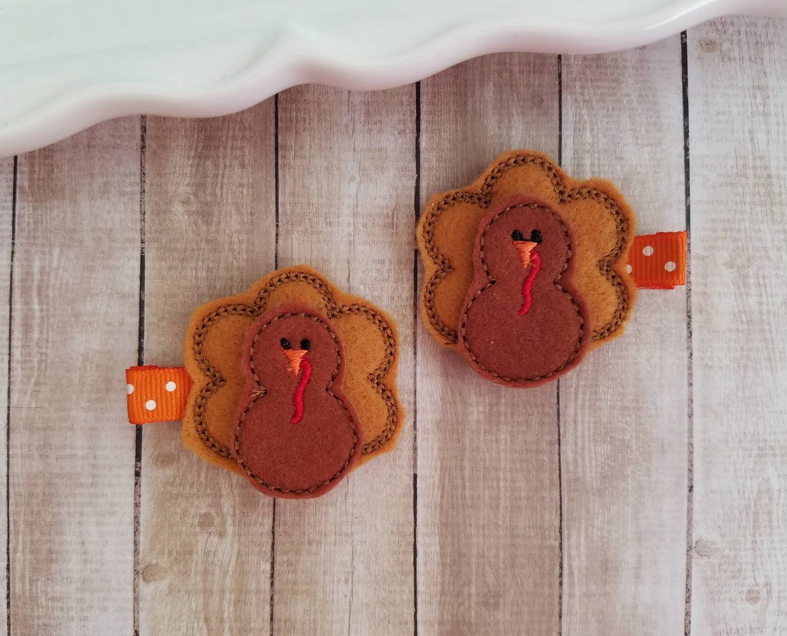Turkey Hair Clip, Felt Hair Clips, Hair Clip, Turkey Hair Bow, Turkey ...