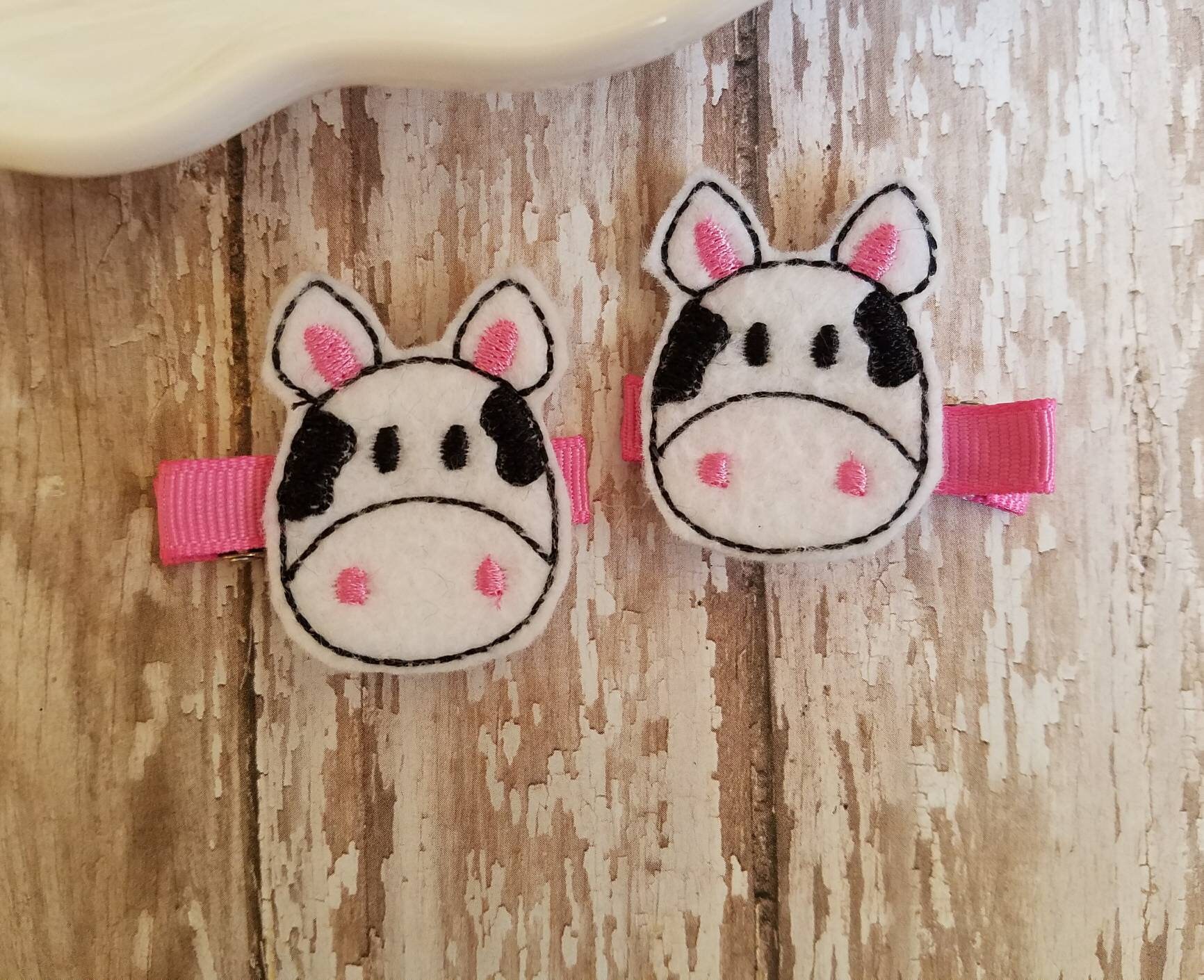 Cow Hair Clip Cow Hair Clips Cow Hair Bow Felt Hair Clips | Etsy