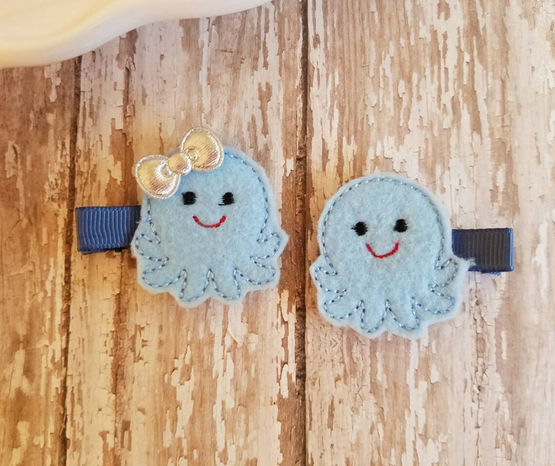Octopus Hair Clip, Octopus Hair Accessories, Hair Clips Octopus, Felt ...