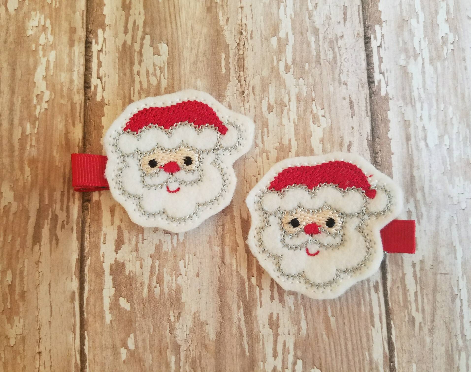 Santa Hair Clips, Santa Hair Bow, Felt Hair Clips, Santa Hair Clippies ...