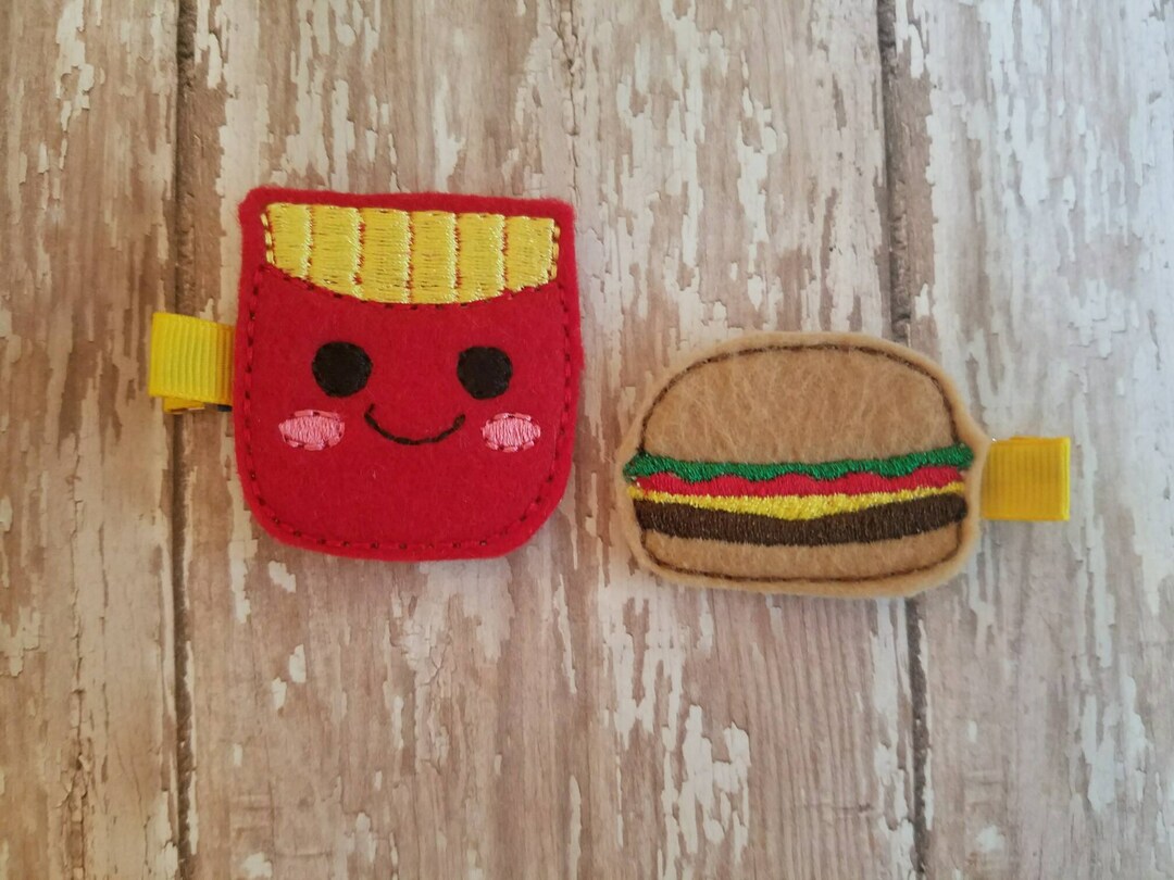 Fries and Burger BFF, Fry Hair Clip, Burger Hair Clip, Food Hair Clip ...