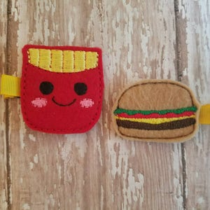 Fries and Burger BFF, Fry Hair Clip, Burger Hair Clip, Food Hair Clip ...