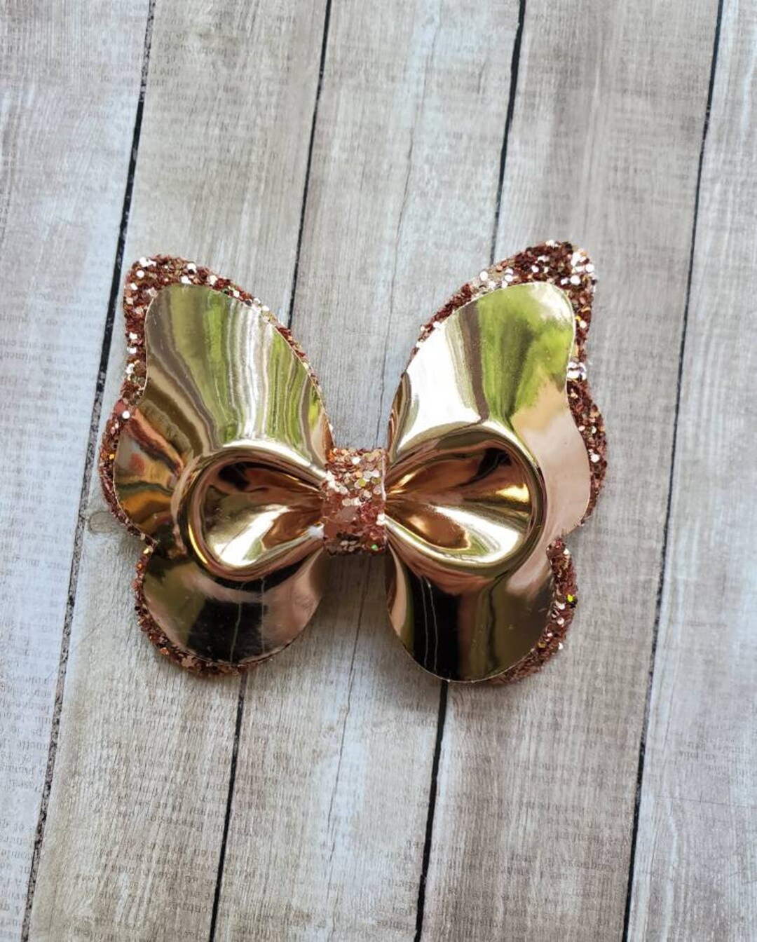 Butterfly Glitter Bow, Butterfly Hair Clip,hair Bow, Rose Gold Hairbow ...