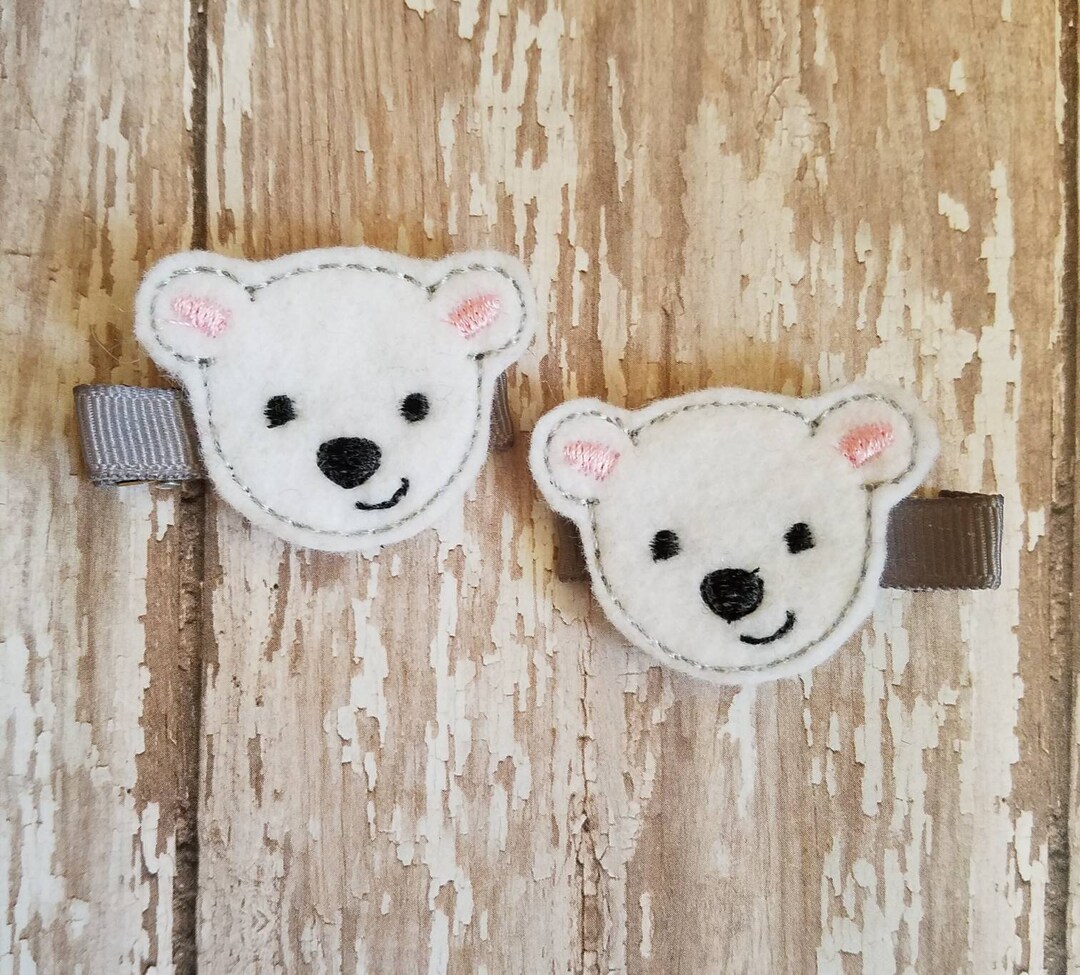 Polar Bear Hair Clip, Polar Bear Hair Bow, Bear Hair Clips, Hair ...