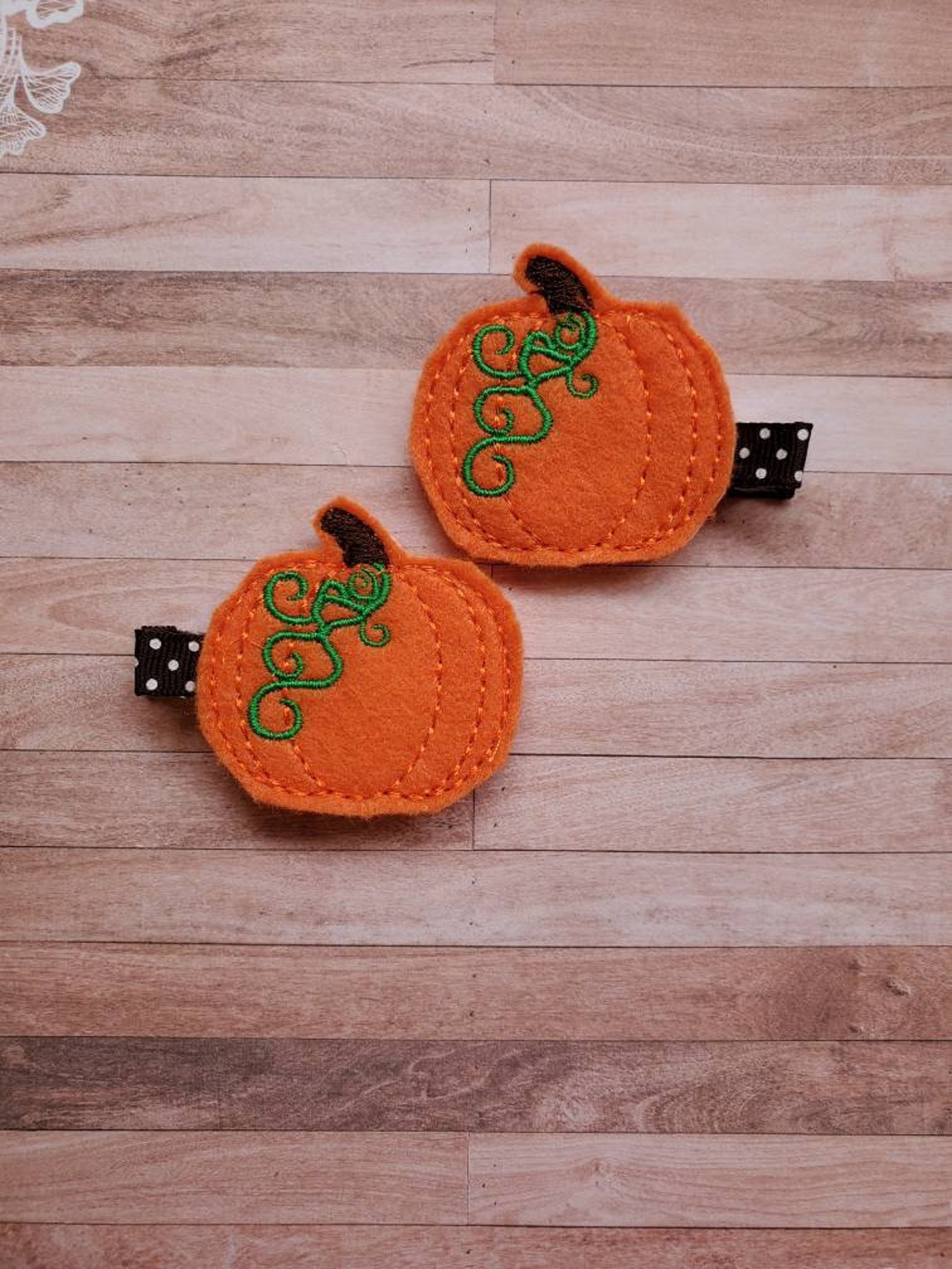 Pumpkin Hair Clips, Felt Hair Clips,pumpkin Hairbow, Pumpkin Hair ...