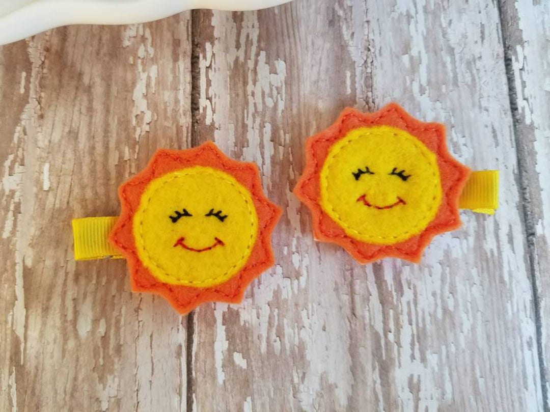 Sun Hair Clip, Sunshine Hair Clips, Felt Hair Clip, Felt Hair Bows ...