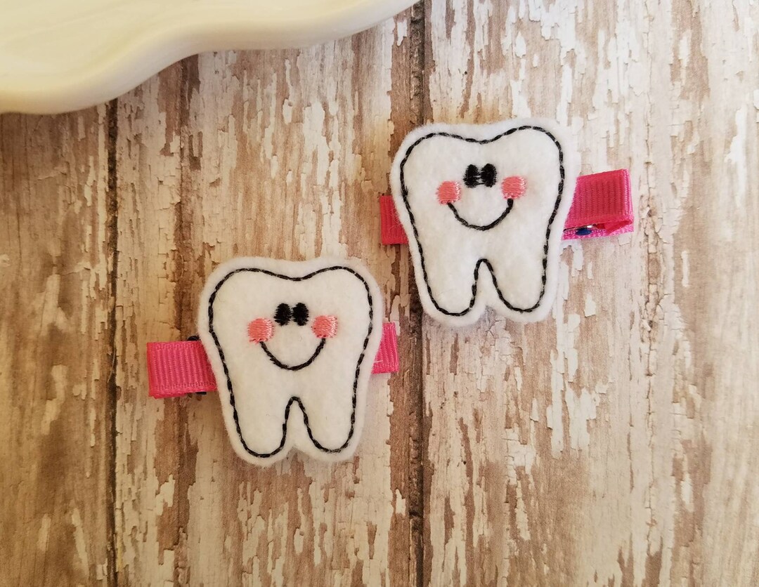 Tooth Hair Clip, Tooth Hair Bow, Felt Tooth Clip, Happy Tooth Hair Clip ...
