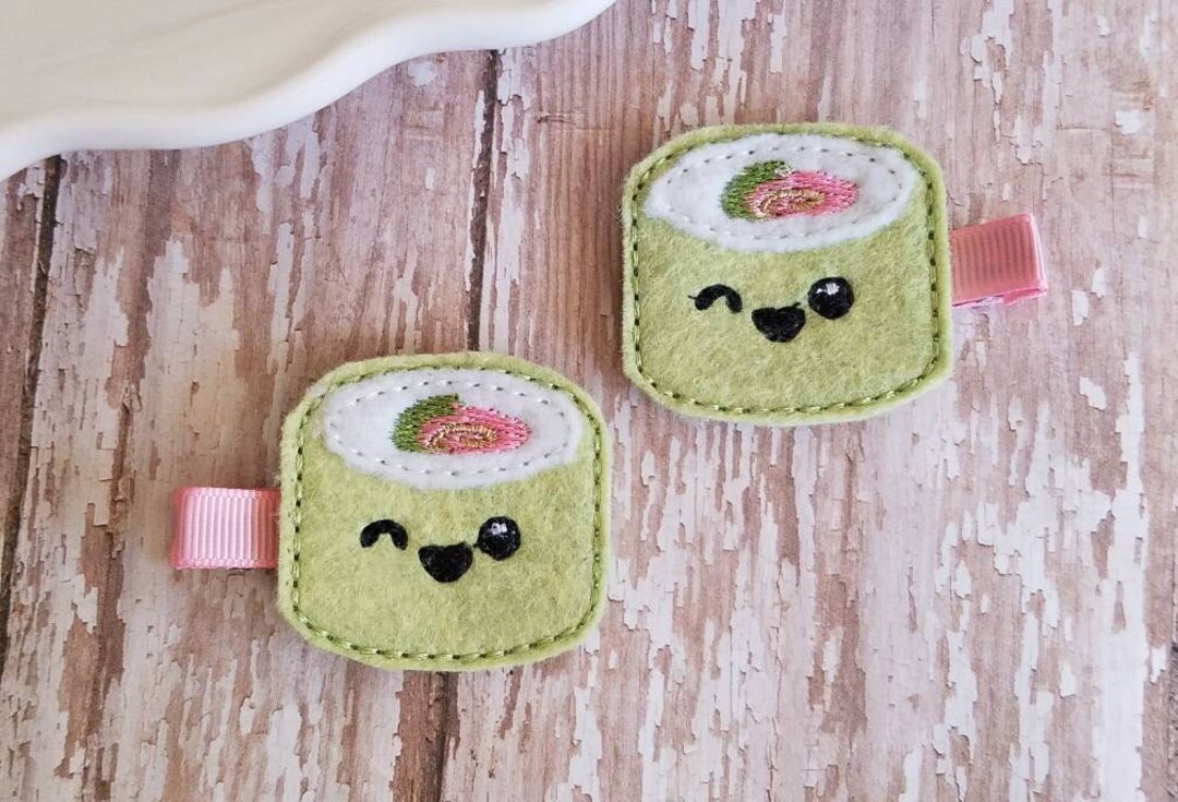 Sushi Hair Clip, Sushi Roll Hair Clip, Sushi Hair Bow, Hair Clips, Felt ...
