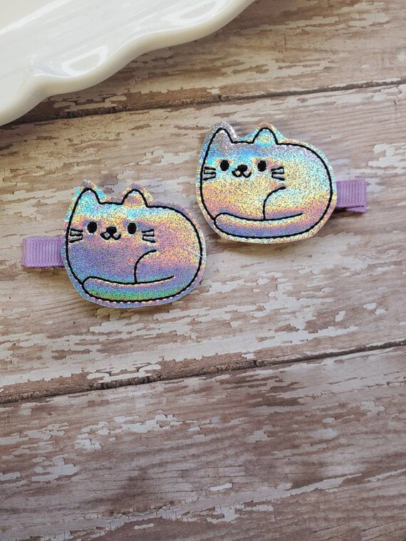 Puffy Kitty Hair Clip Cat Hair Clips Cat Hair Clips Felt - Etsy