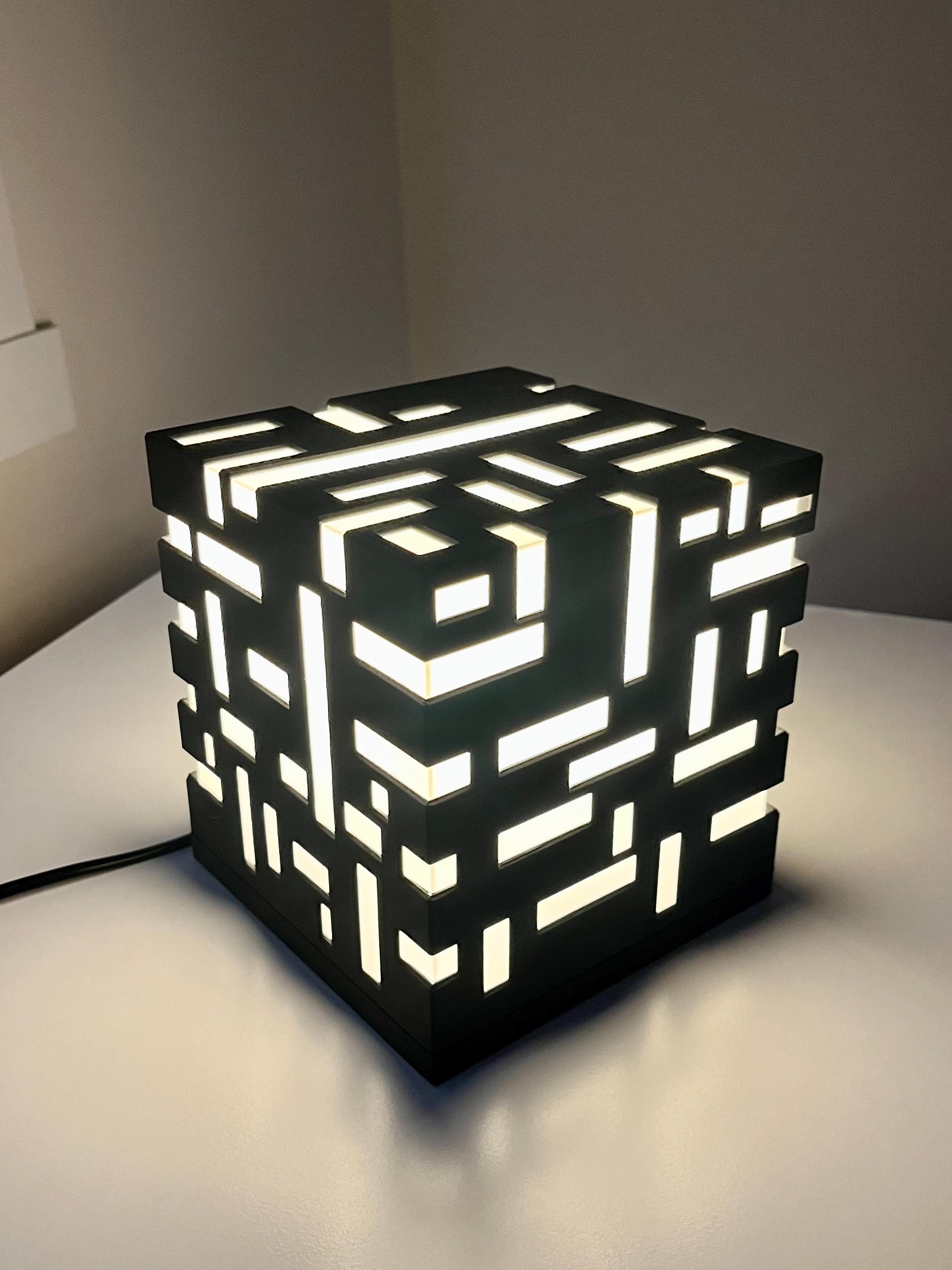 3D Printed Modern Black Geometric Table Lamp - Minimalist Cube Light ...
