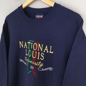 Vintage NLU National Louis University Blue Sweatshirt Large National ...