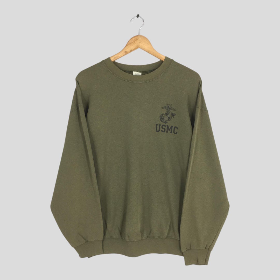 Vintage Usmc Marines Military Green Sweatshirt Large United States ...