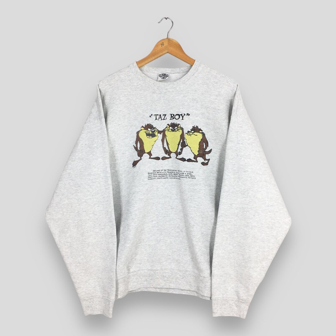 Vintage 90s Taz-mania Looney Tunes Gray Sweatshirt Xlarge Warner Bros ...