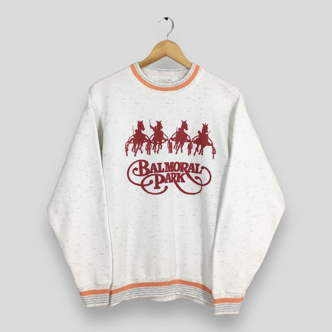 Vintage 90s Balmoral Park Horses Animal Illinois Gray Sweatshirt Large ...