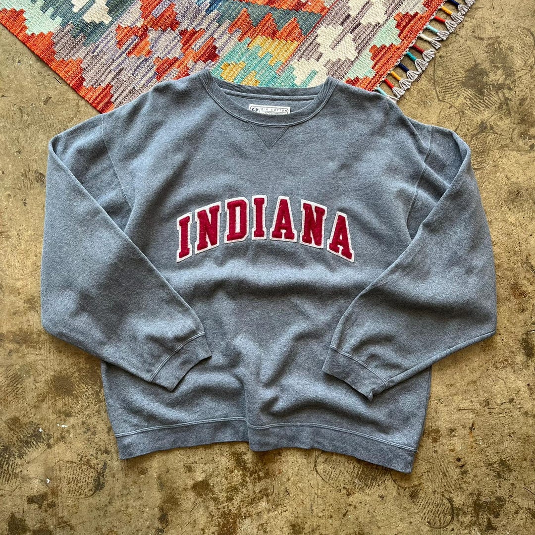 Vintage Indiana University Gray Sweatshirt Medium Indiana Embroidery ...