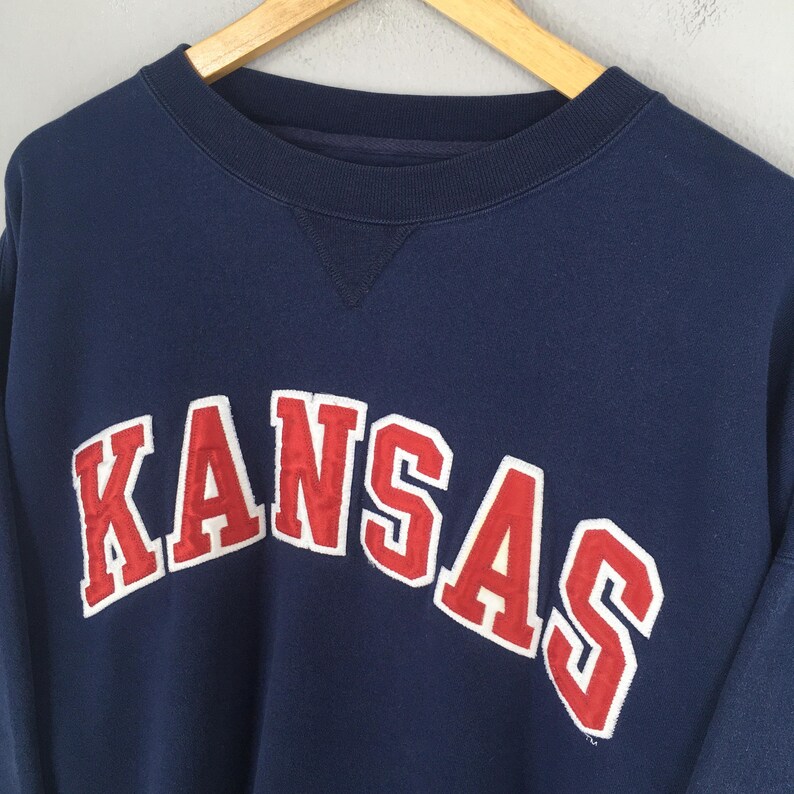Vintage University of Kansas Blue Sweatshirt 2xlarge Kansas Spell Out ...
