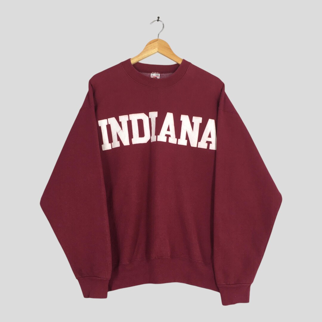 Vintage Indiana University Red Sweatshirt Large Indiana Embroidery ...