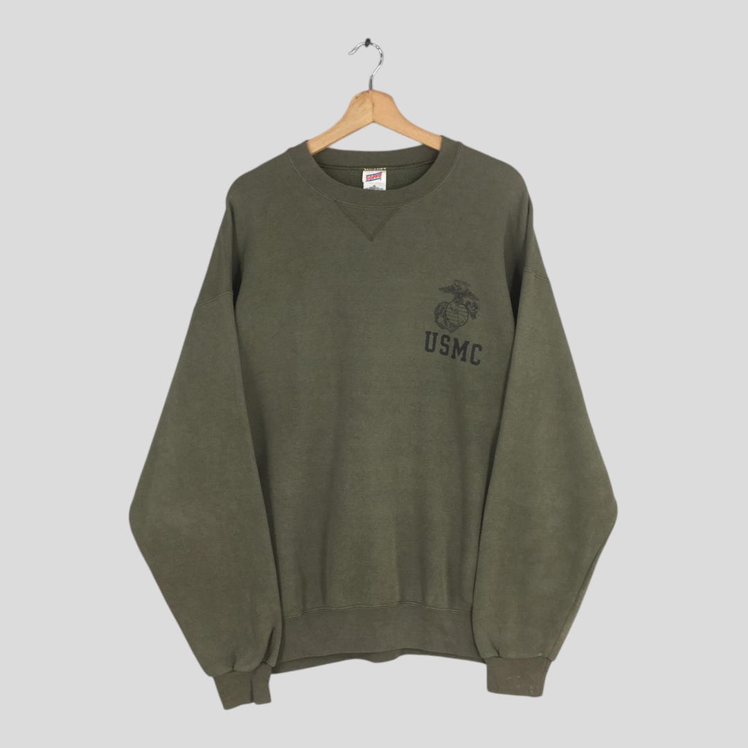 Vintage 90's Usmc Marines Green Sweatshirt Xlarge United States Marine ...