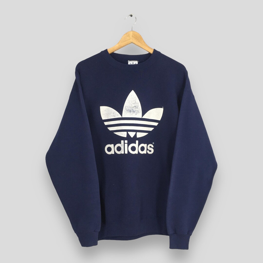 Vintage 90s Adidas Trefoil Big Logo Sweatshirt Large Adidas Sportswear ...