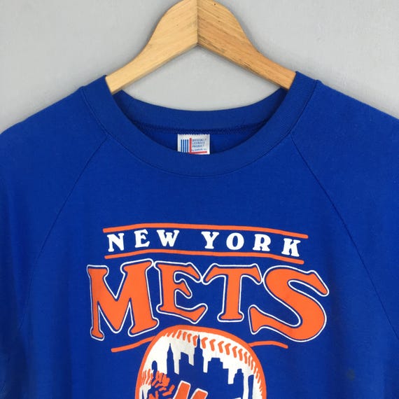 Vintage 90s New York Mets Mlb Blue Sweatshirt XLarge … - Gem