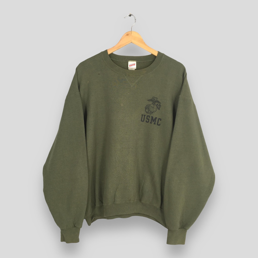Vintage Usmc Marines Olive Green Sweatshirt Large United States Marine ...