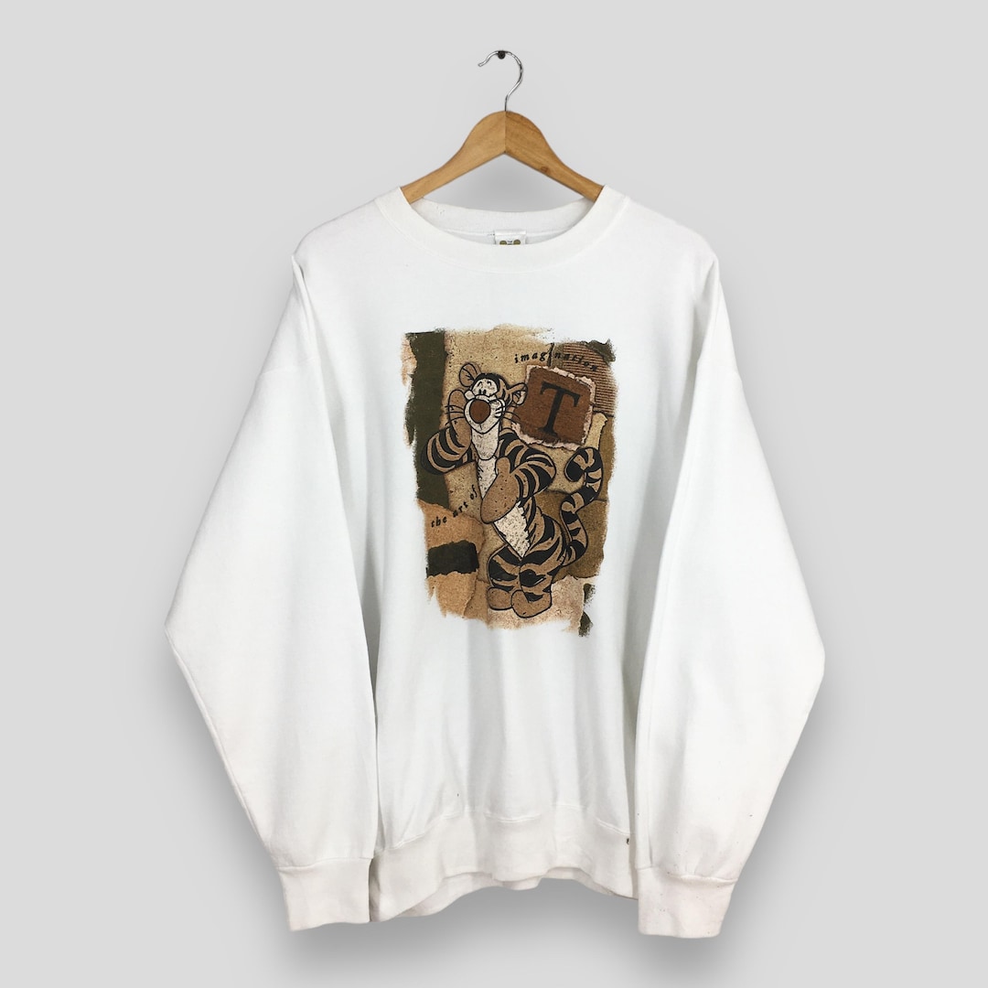 Vintage Tigger Disney Cartoon Sweatshirt Large Tigger Printed Graphics ...