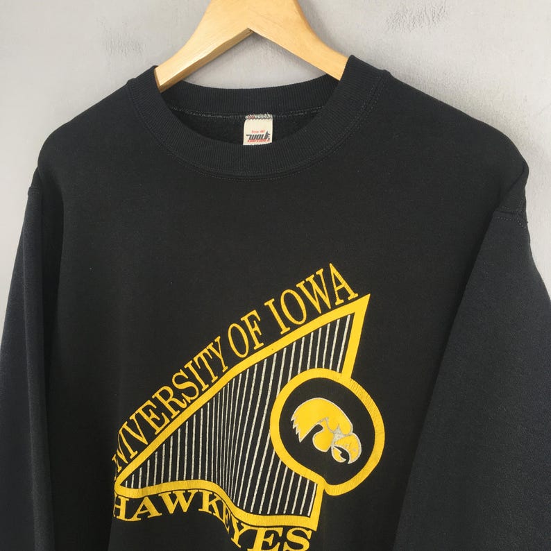 Vintage Iowa Hawkeyes Football Black Sweatshirt Large Iowa Hawkeyes ...