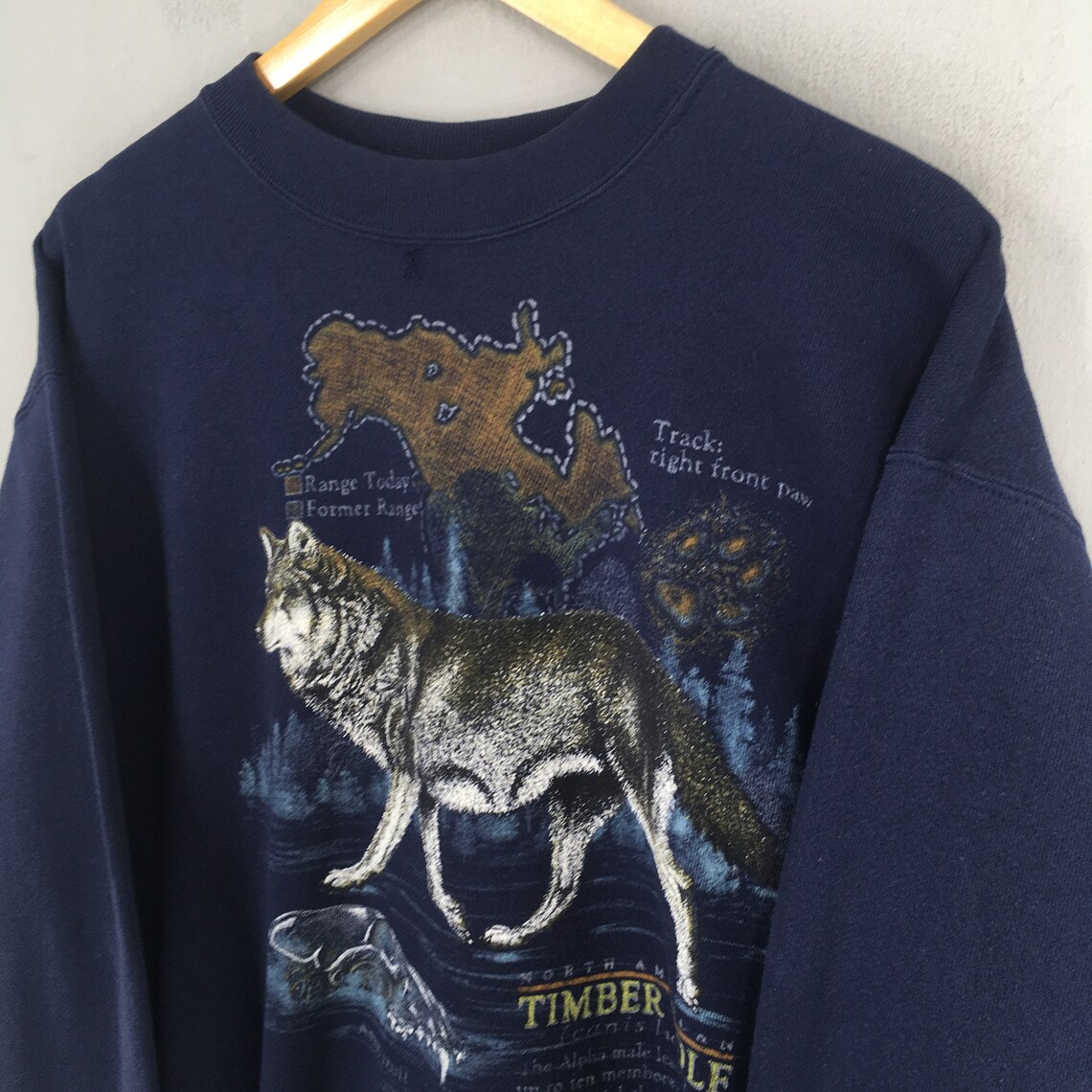 Vintage 90s North American Timber Wolf Sweatshirt Large Wildlife Wolves ...