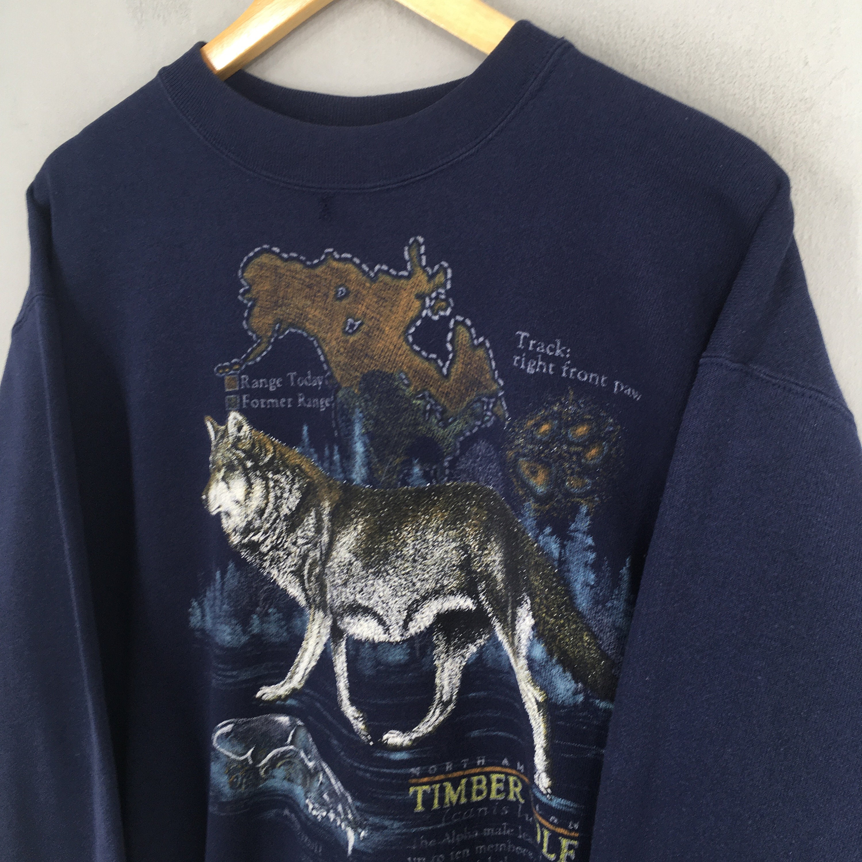 Vintage 90s North American Timber Wolf Sweatshirt Large Wildlife Wolves ...
