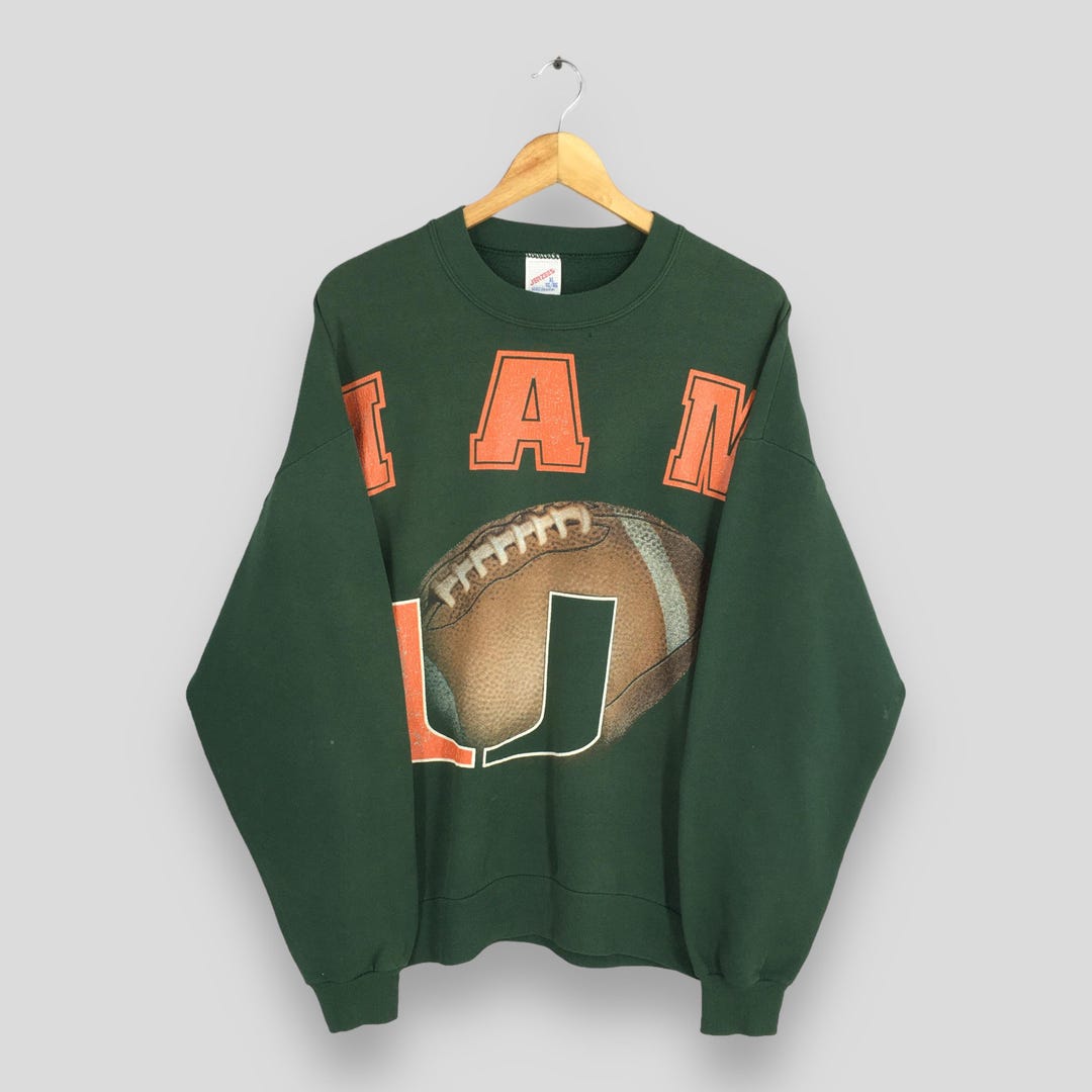 Vintage University of Miami Hurricanes Green Sweatshirt Xlarge Miami ...
