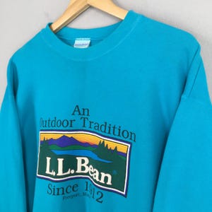 Vintage LL Bean Blue Sweatshirt Medium Ll Bean Spell Out Printed an Outdoor Tradition Crewneck ...