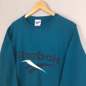 Vintage 90's Reebok England Green Crewneck Large Reebok Printed Classic ...
