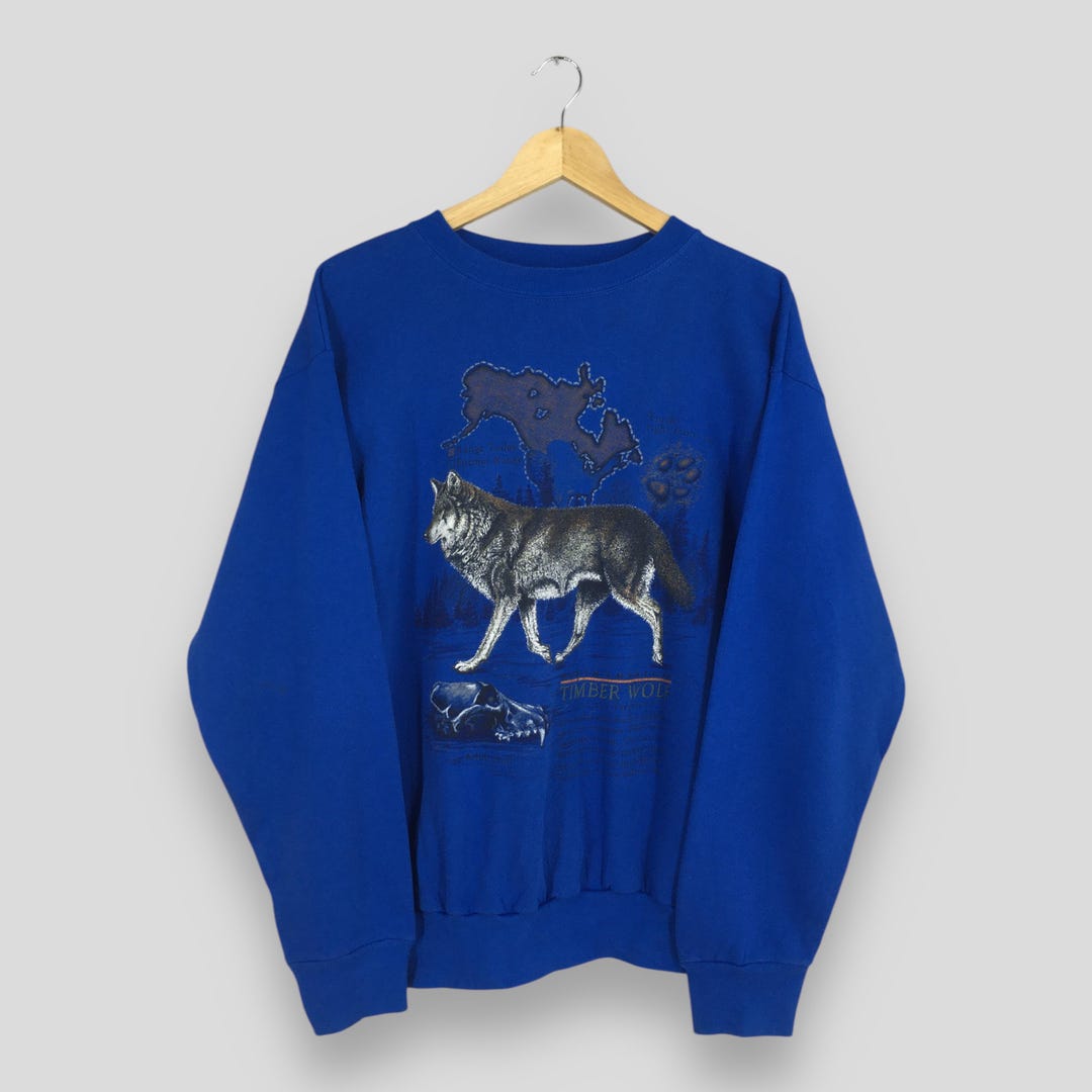 Vintage 90s North American Timber Wolf Sweatshirt Large Wildlife Wolves ...