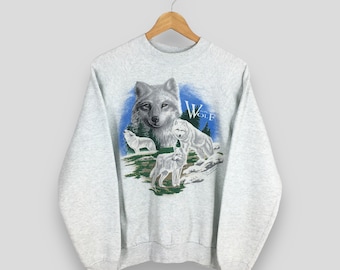 Vintage 90s North American Timber Wolf Sweatshirt Large Wildlife Wolves ...