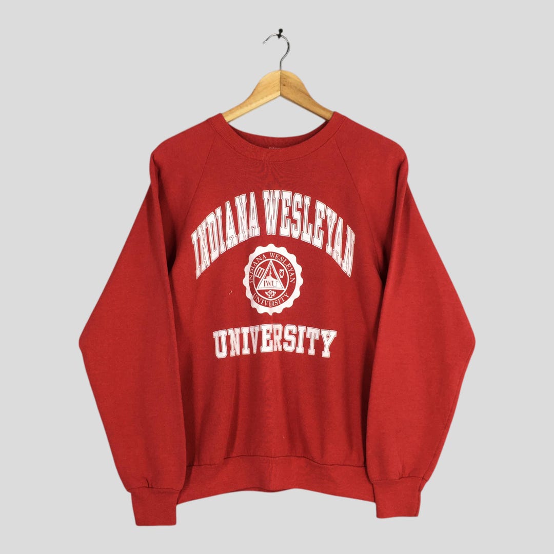Vintage Indiana Wesleyan University Red Sweatshirt Large Indiana ...