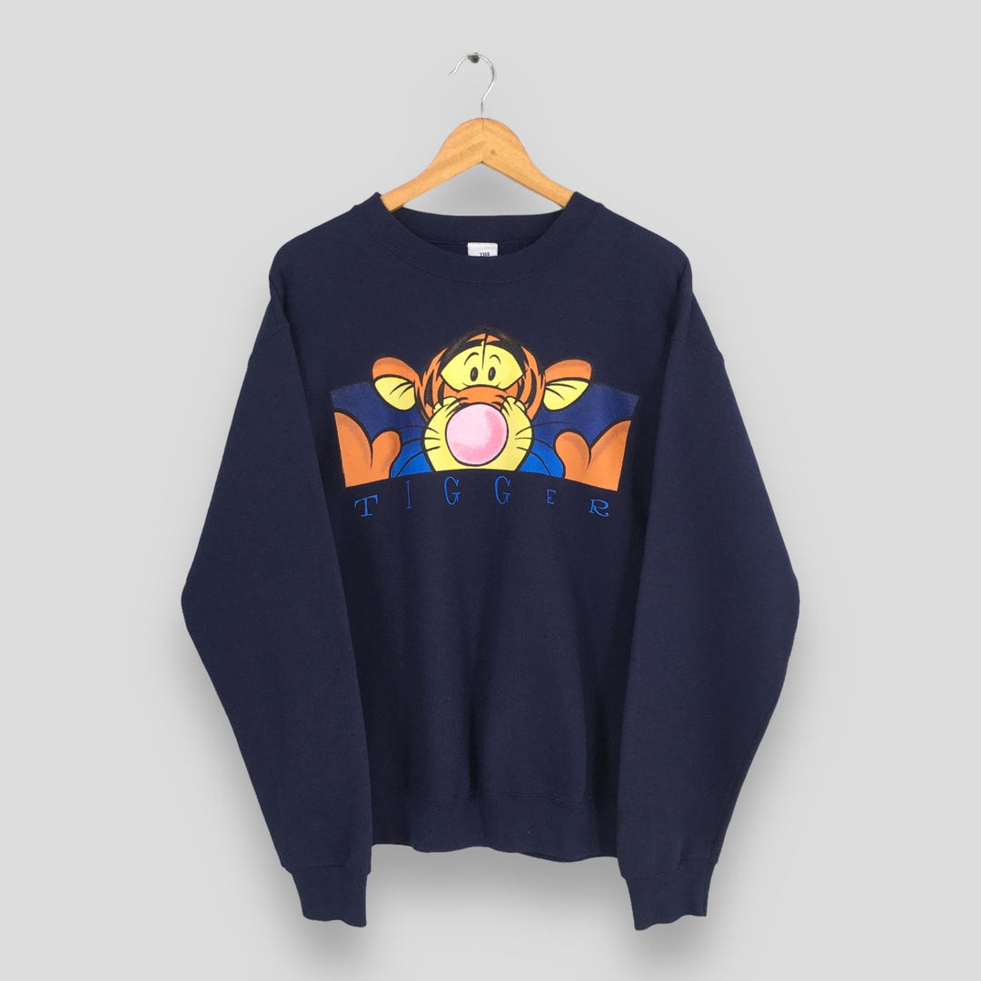 Vintage 90s Tigger Disney Blue Sweatshirt Small Tigger Joyful Graphics ...