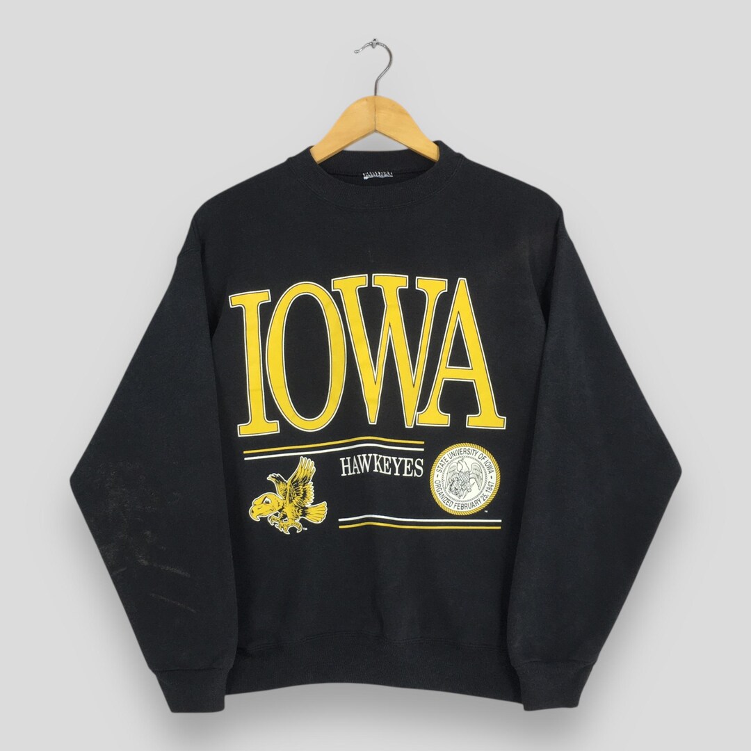 Vintage Iowa Hawkeye Football Black Sweatshirt Medium Iowa Hawkeyes ...