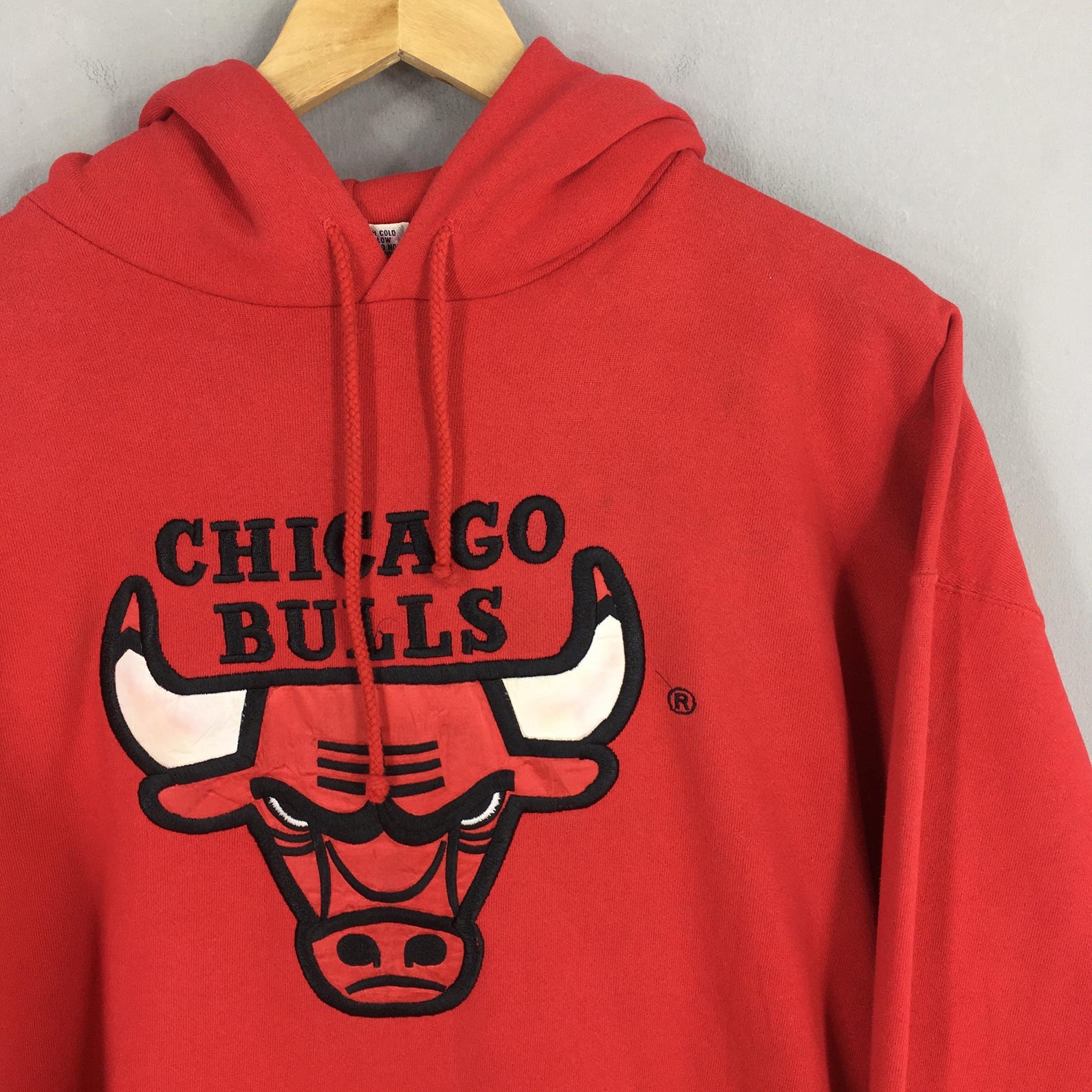 Vintage 90s NBA Chicago Bulls Red Hoodie Sweatshirt Large National ...