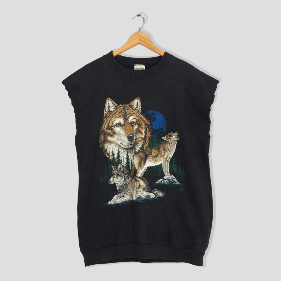 Vintage the Wolf Hunter Wildlife Sleeveless Sweatshirt Xlarge Wolf ...