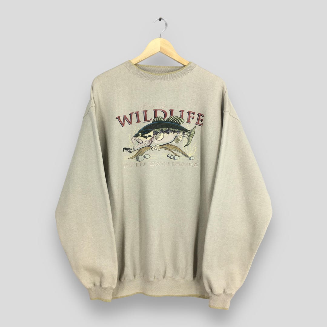 Vintage Wildlife Fish Seabass Outdoor Life Sweatshirt Xlarge Grouper ...