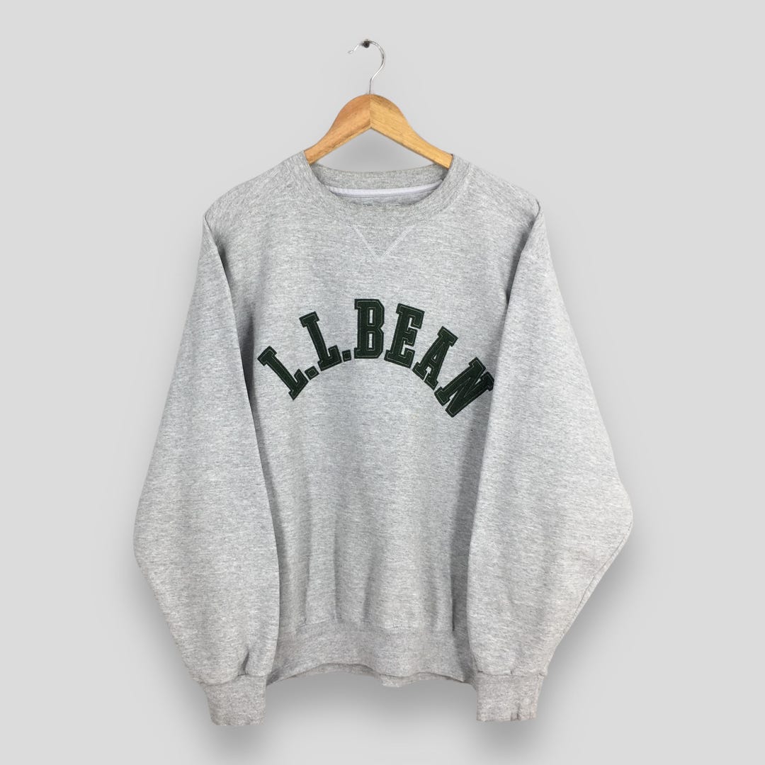 Vintage LL Bean Gray Sweatshirt Medium LL Bean Outdoor Embroidery Logo Hiking Mountain Crewneck ...