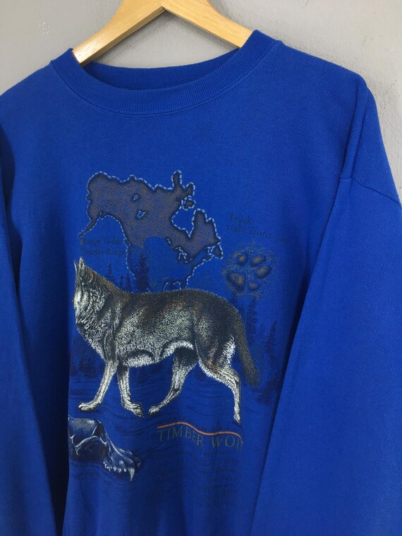 Vintage 90s North American Timber Wolf Sweatshirt Lar… - Gem