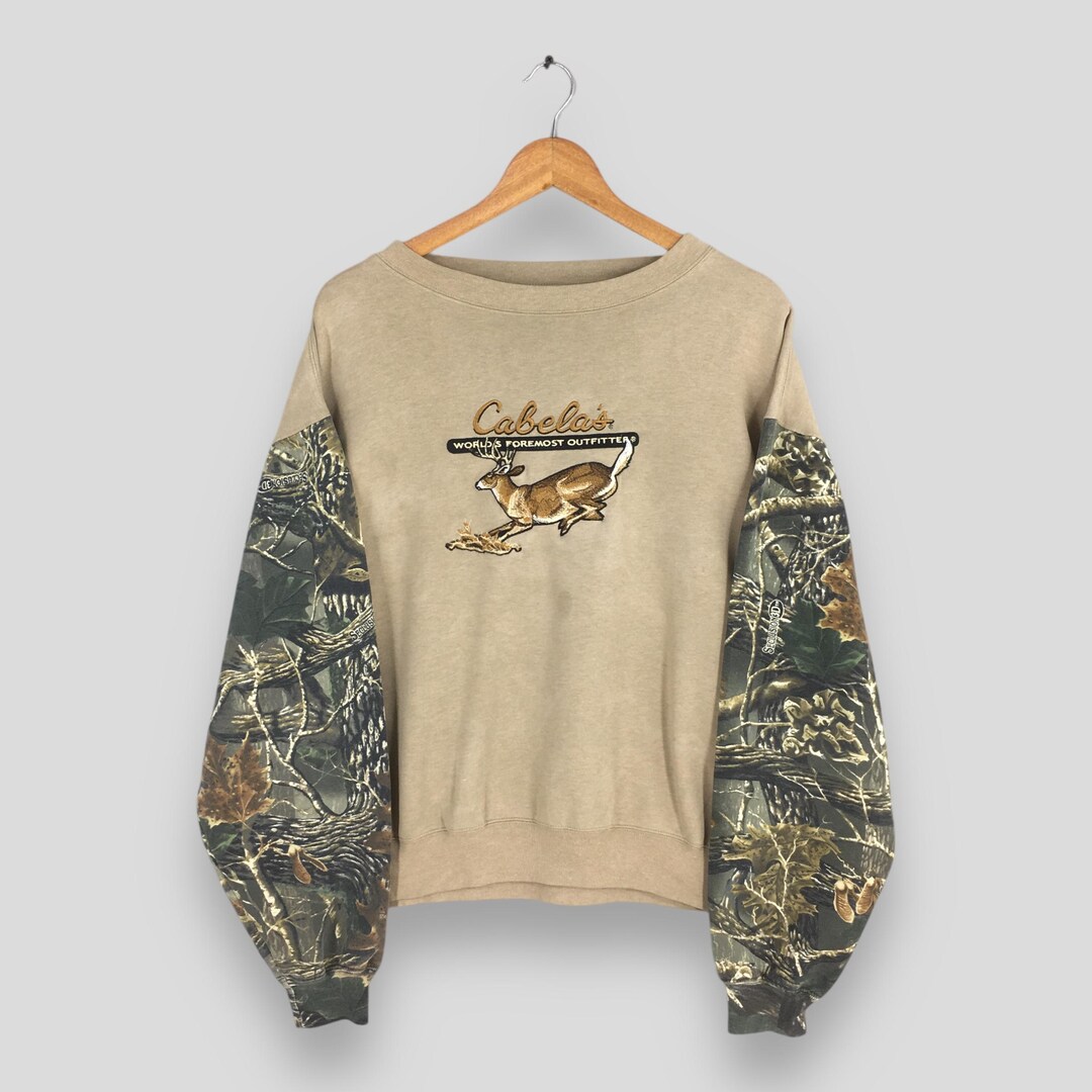 Vintage Cabela's Whitetail Deer Animal Real Tree Sweatshirt Xlarge ...