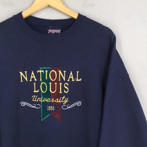 Vintage NLU National Louis University Blue Sweatshirt Large National ...