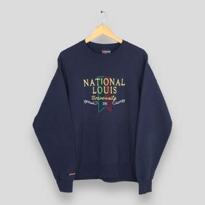 Vintage NLU National Louis University Blue Sweatshirt Large National ...