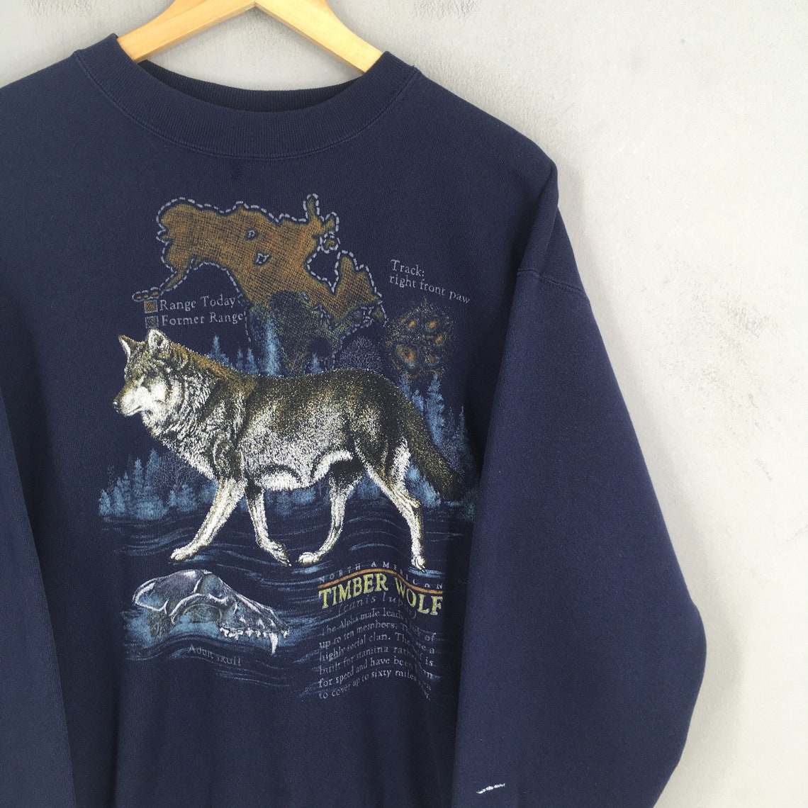 Vintage 90s North American Timber Wolf Sweatshirt Large Wildlife Wolves ...