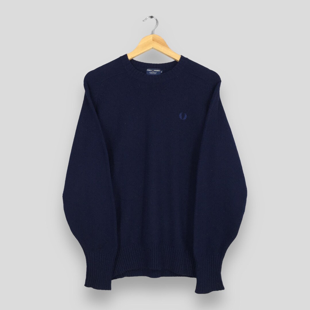 Vintage 90s Fred Perry Blue Knitwear Wool Sweater Small Fred Perry ...
