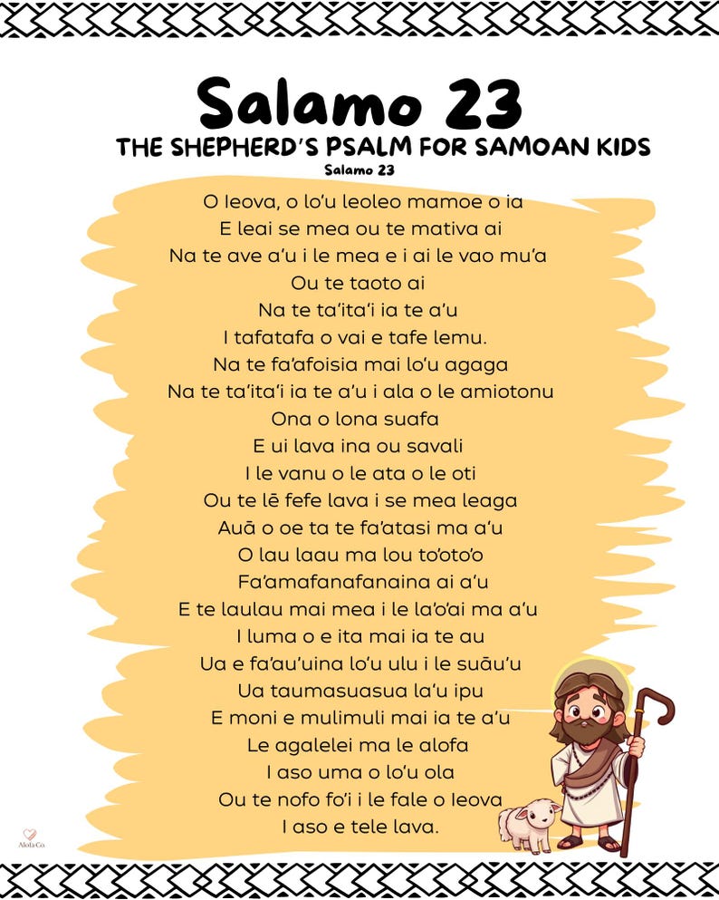 The Lord’s Prayer & Psalm 23 in Gagana Samoa | Samoan Kids Prayer ...