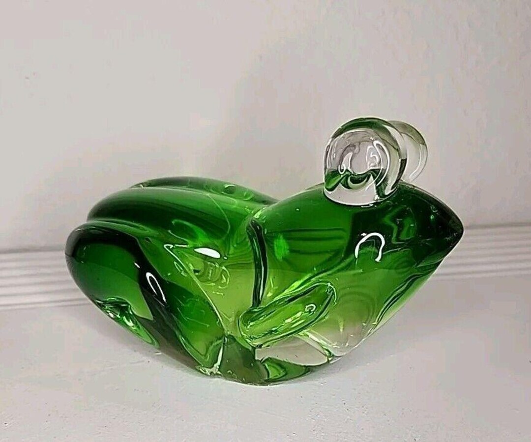 Vintage Fifth Avenue Crystal Art Heavy Glass Green Tree Frog ...