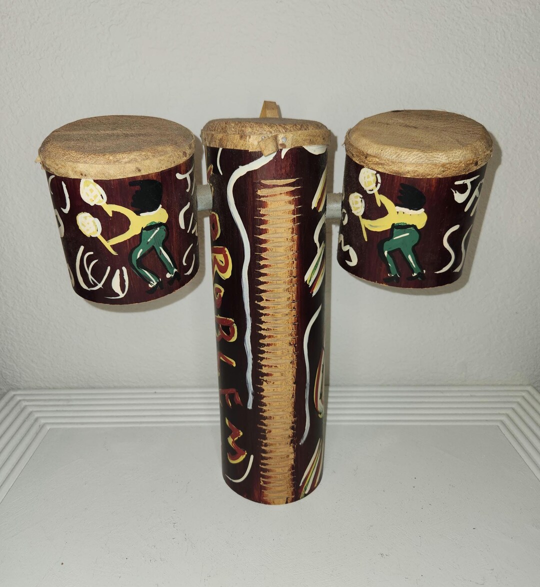 Vintage Bongos Jamaican Souvenir Hand Painted Bamboo Handmade - Etsy